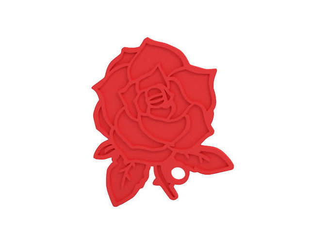 Keychain rose keyring 3D model 3D printable | CGTrader