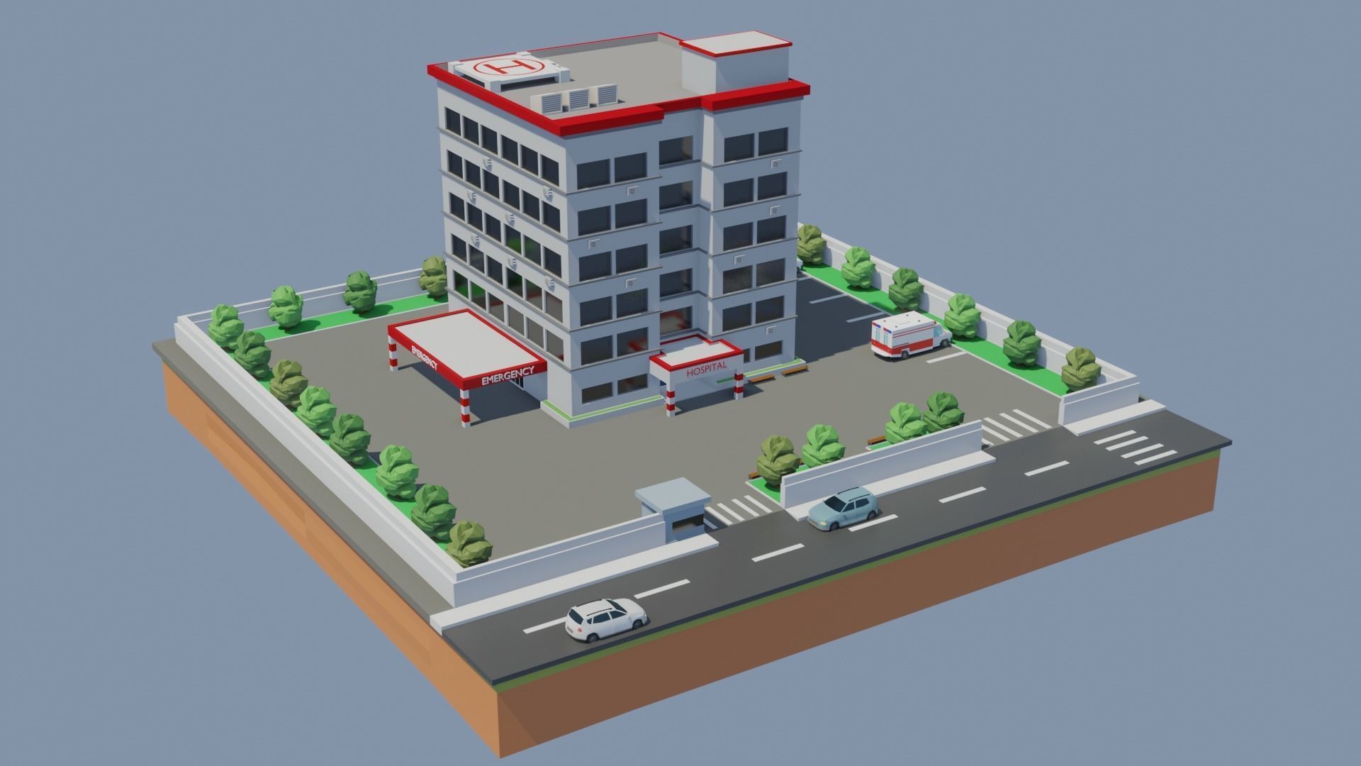 Low poly Hospital Landmark 3D model | CGTrader