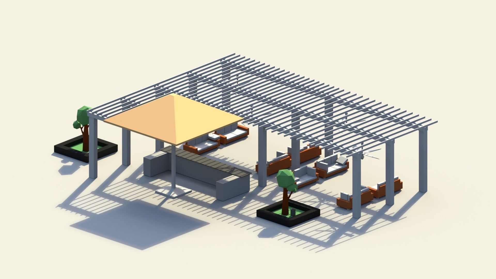 3D asset Low Poly Holiday Summer Bar | CGTrader