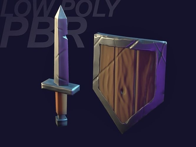 3D model Sword and Shield VR / AR / low-poly | CGTrader