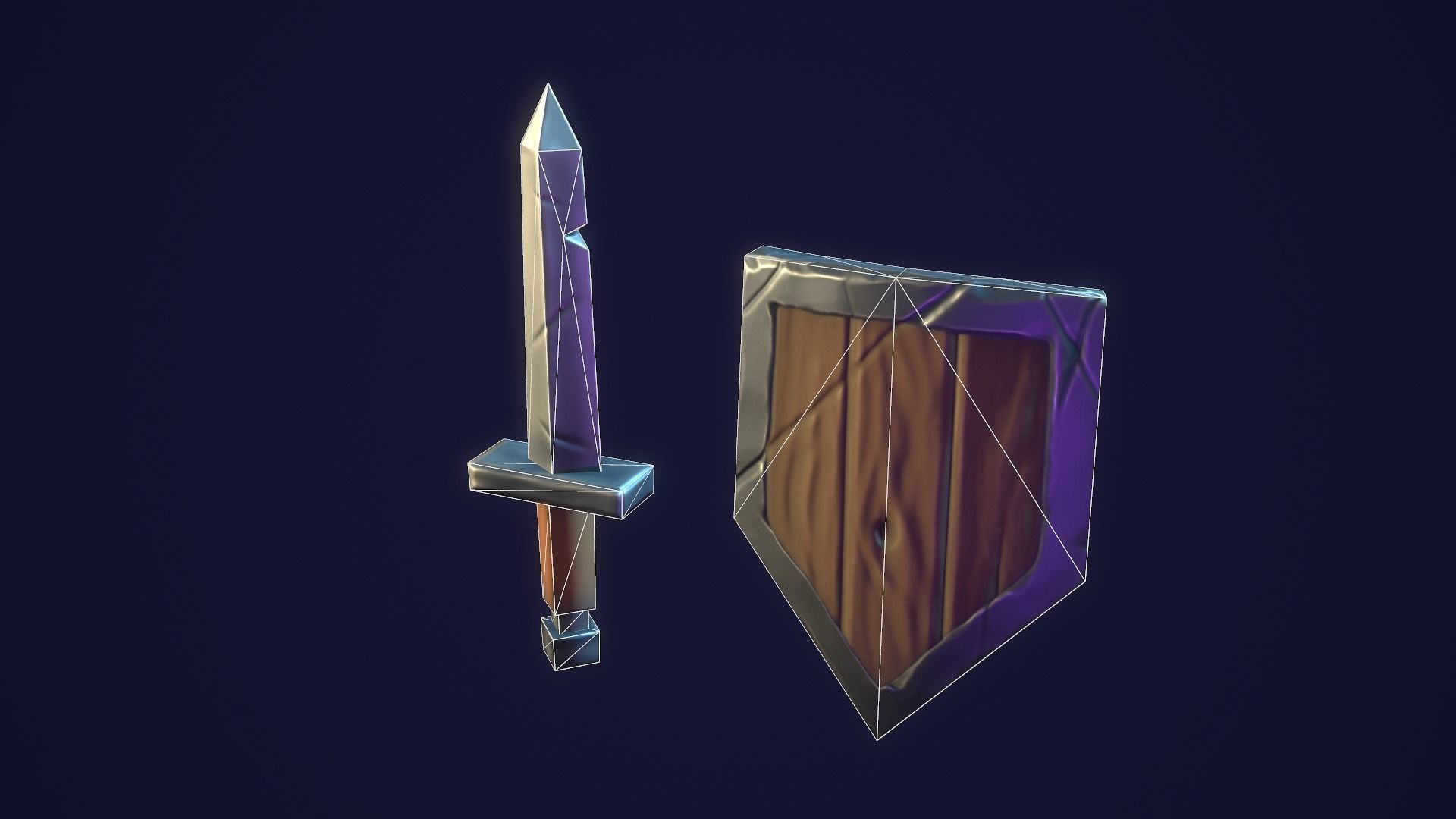 3D model Sword and Shield VR / AR / low-poly | CGTrader