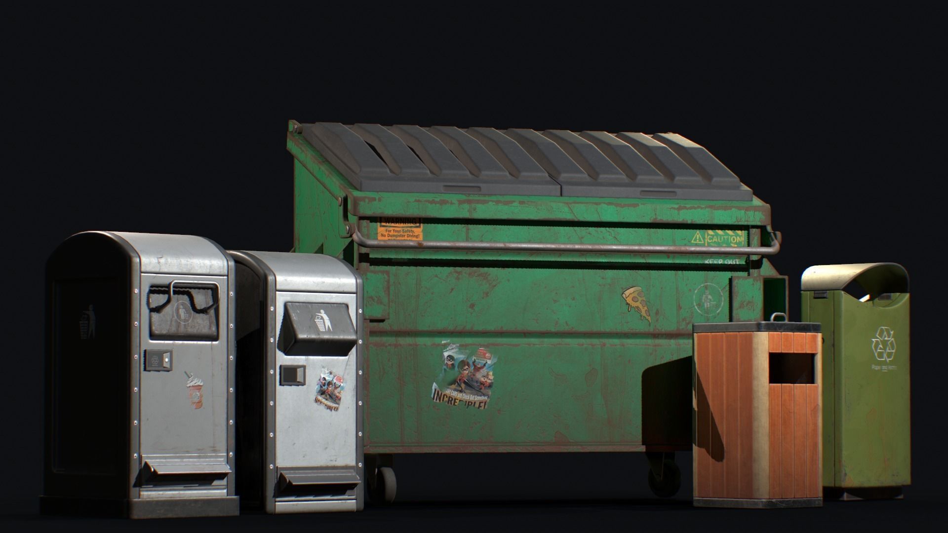 3D model Dustbin and Dumpster VR / AR / low-poly | CGTrader