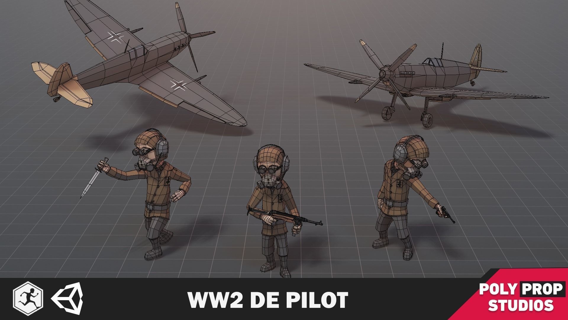 3D model WW2 DE Pilot VR / AR / low-poly rigged animated | CGTrader