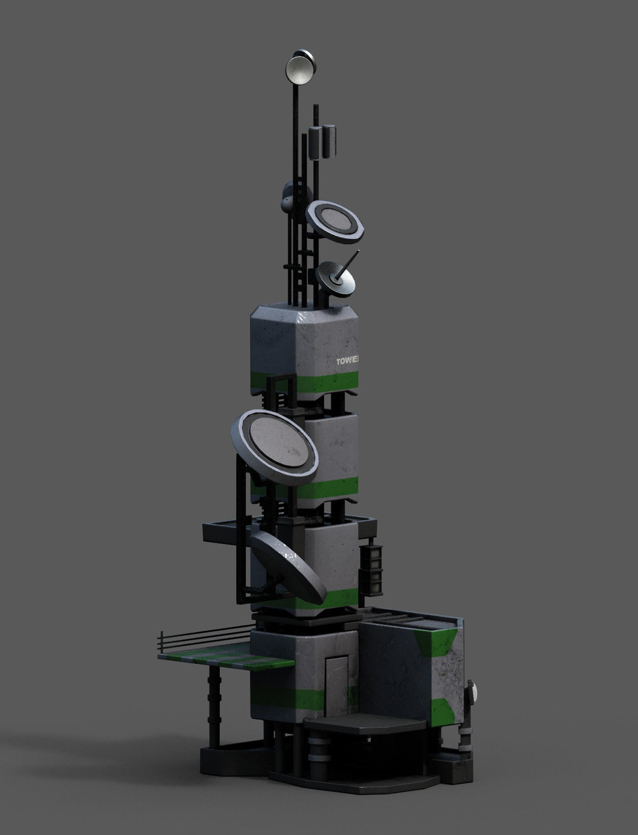 3D model Scifi tower station building exterior skyscraper sci fi VR ...