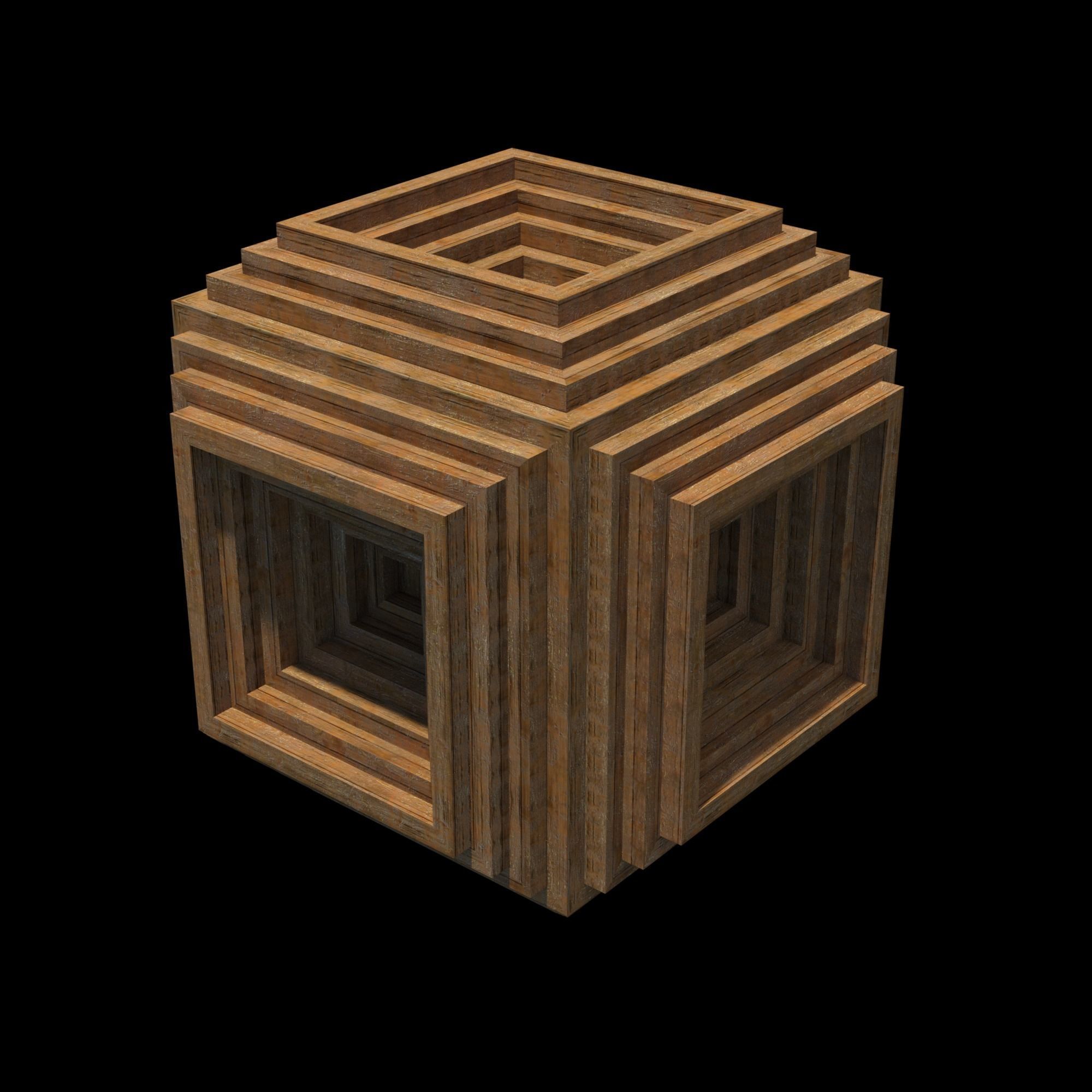 Relief wooden cube 3D model | CGTrader