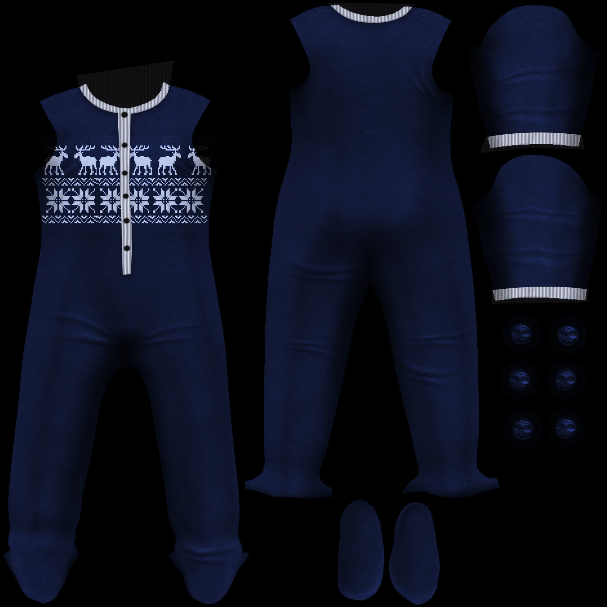 3D model Mens Footed Onesie Loungewear 5 Textures VR / AR / low-poly ...