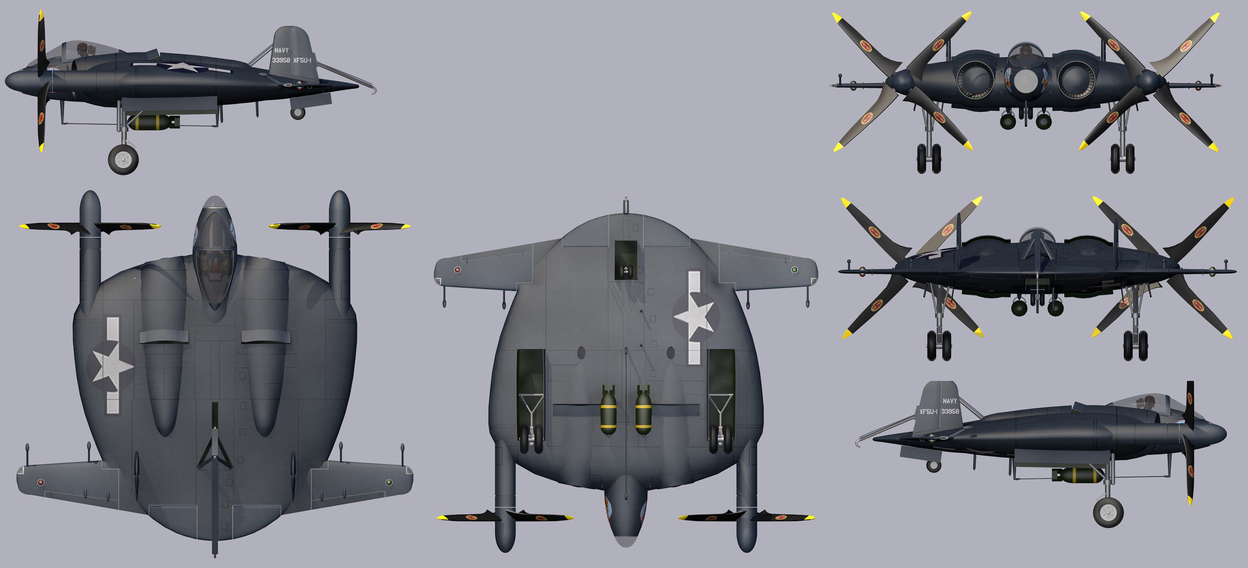 Vought XF5U-1 Flying Flapjack 3D model | CGTrader