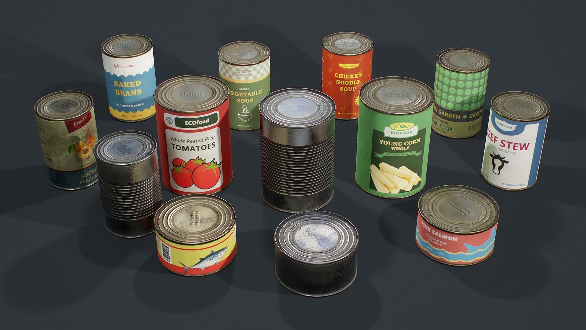 3D model PBR Retro Canned Food VR / AR / low-poly | CGTrader
