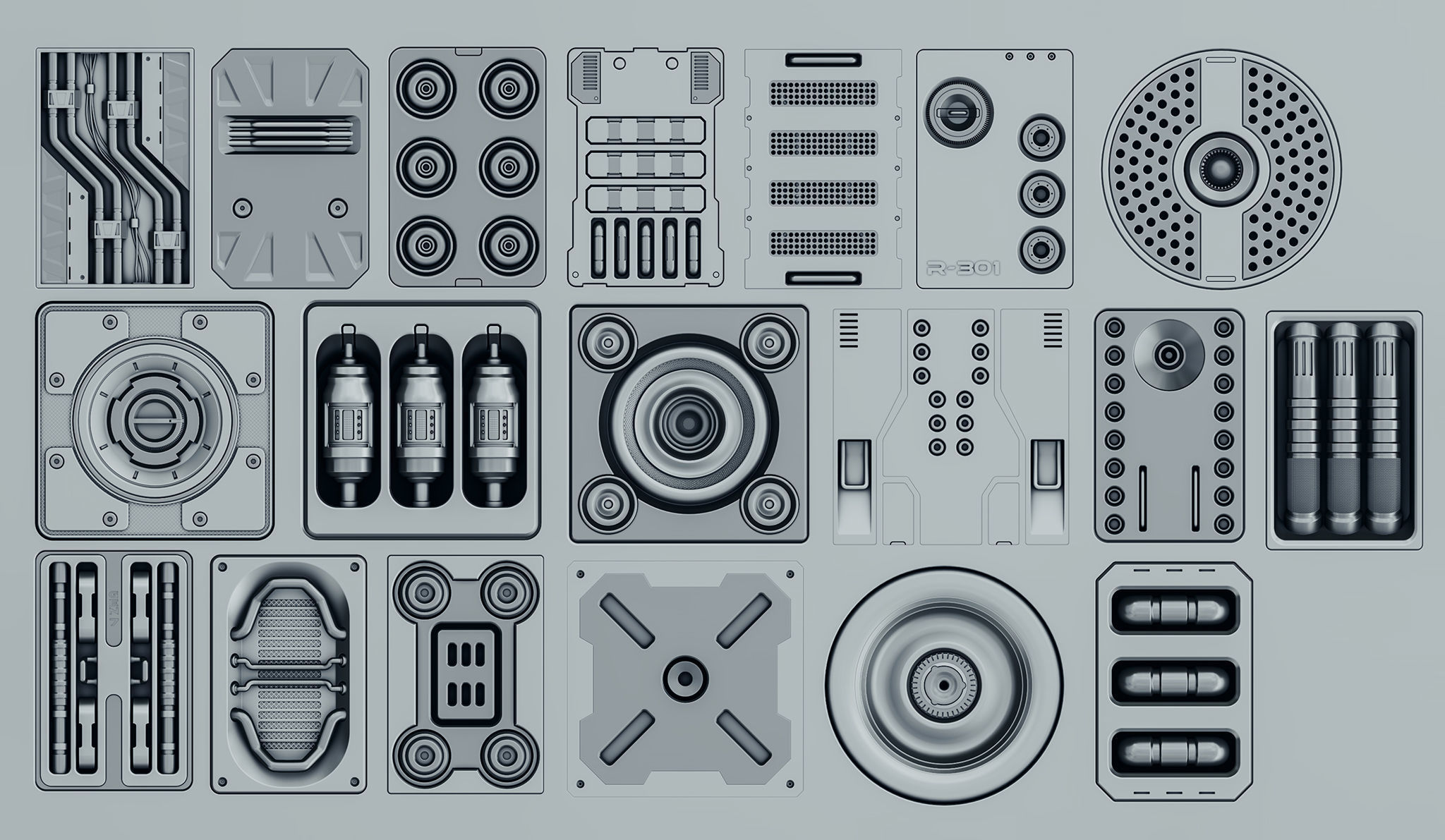 Scifi alpha decal panel pack v2 Decal Machine ready Texture | CGTrader