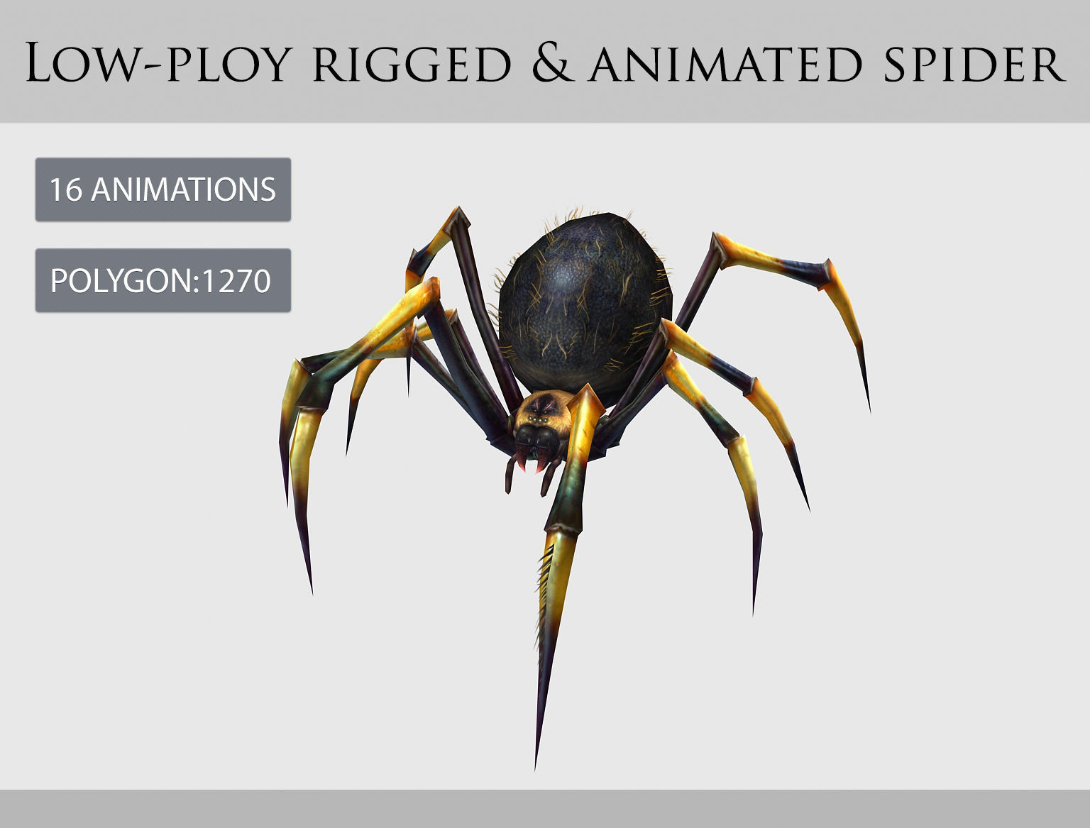 3D model animated spider VR / AR / low-poly | CGTrader