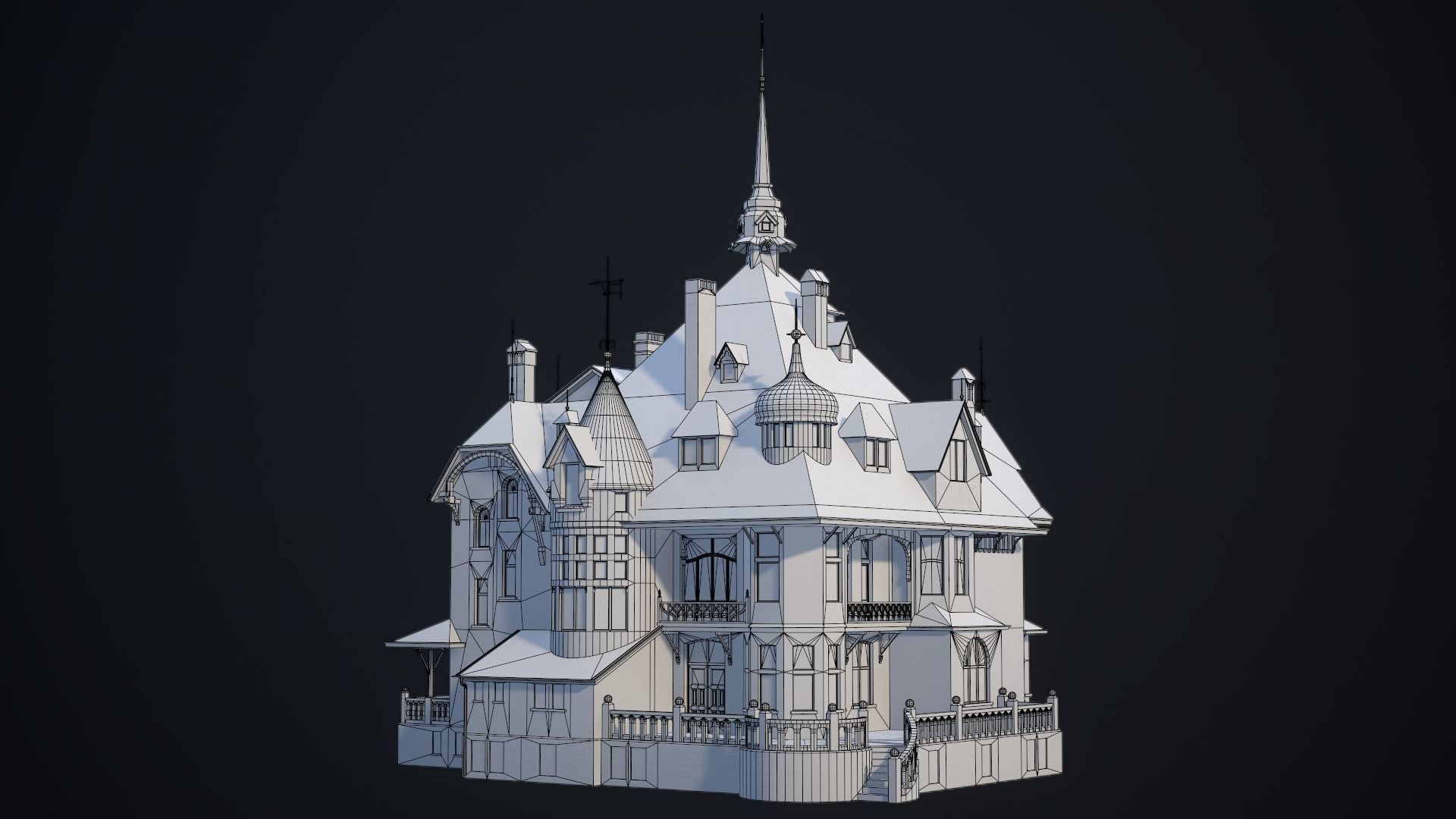 3D model Old Manor Low-poly 3D model VR / AR / low-poly | CGTrader