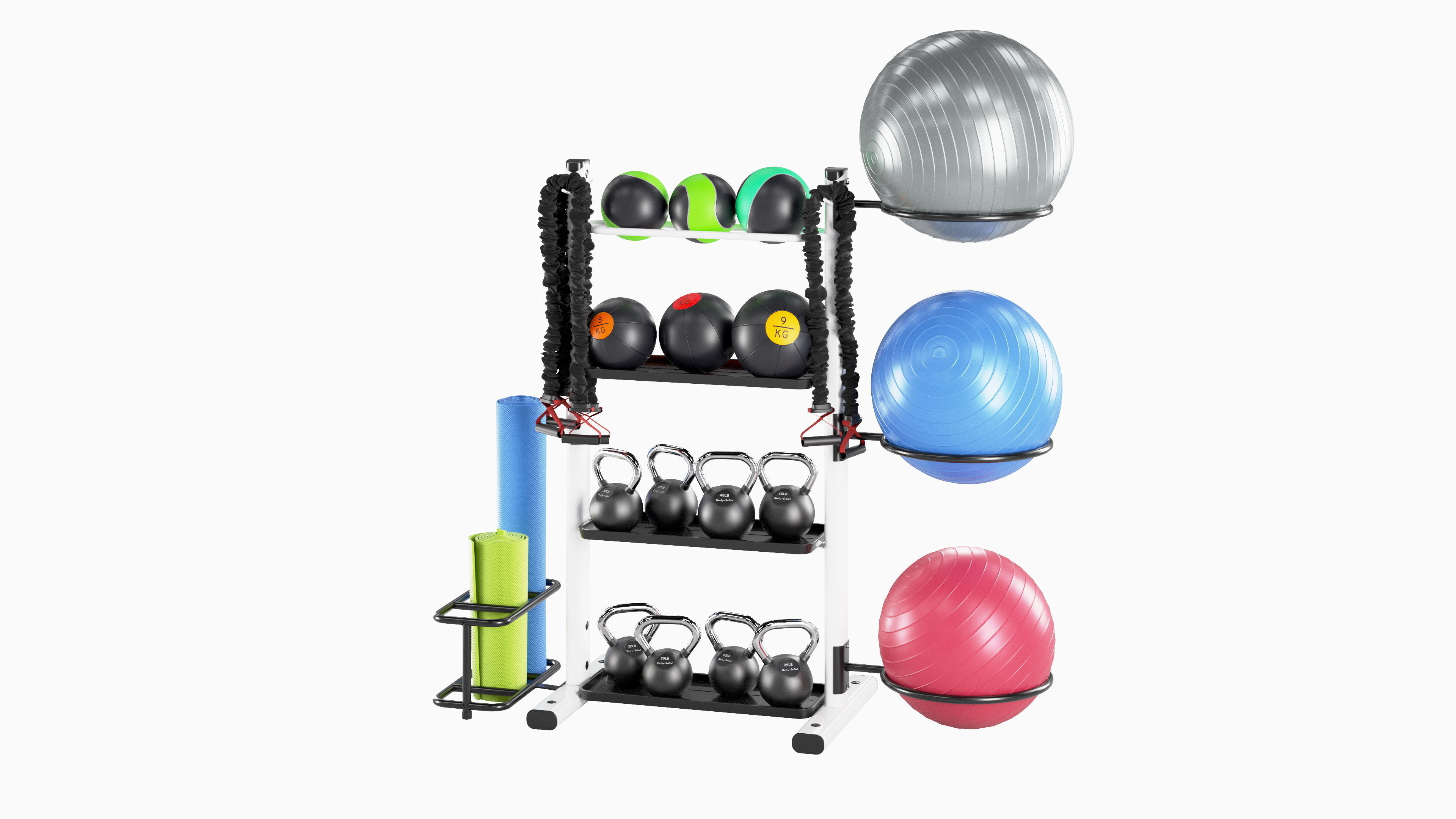 Fitness accessories rack 3D model | CGTrader