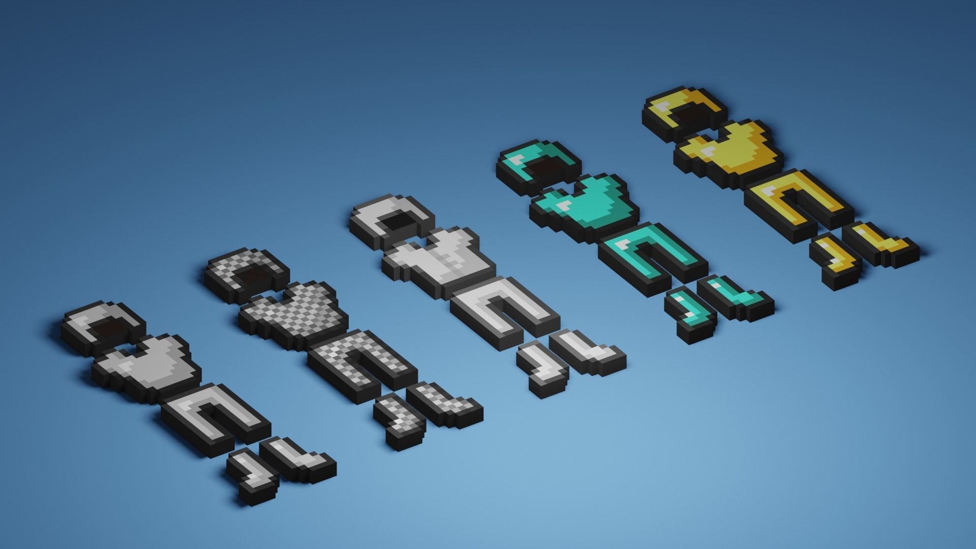 3D model Set of low-poly warrior items from Minecraft VR / AR / low ...