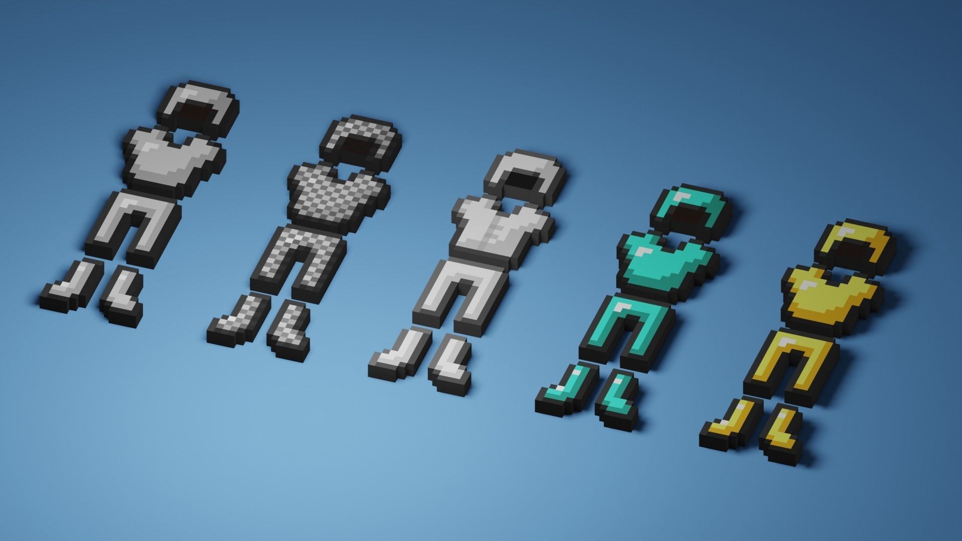 3D model Set of low-poly warrior items from Minecraft VR / AR / low ...