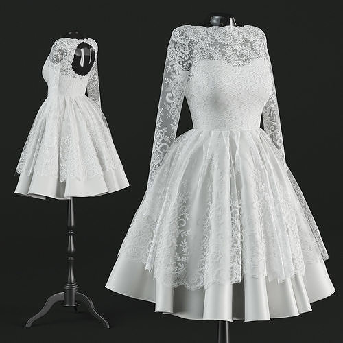 Short wedding dress 3D model | CGTrader