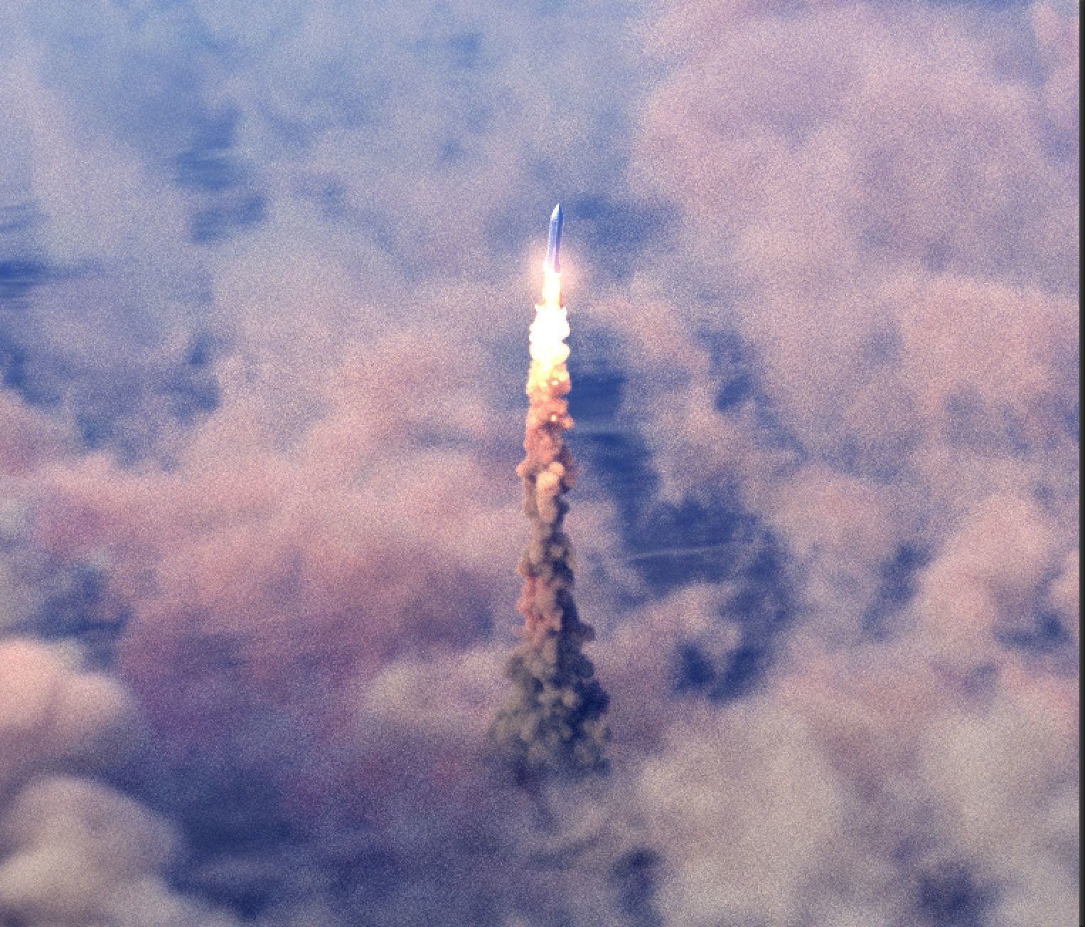 Animation Rocket Launch through clouds Vray phoenixFD simulation 3D ...
