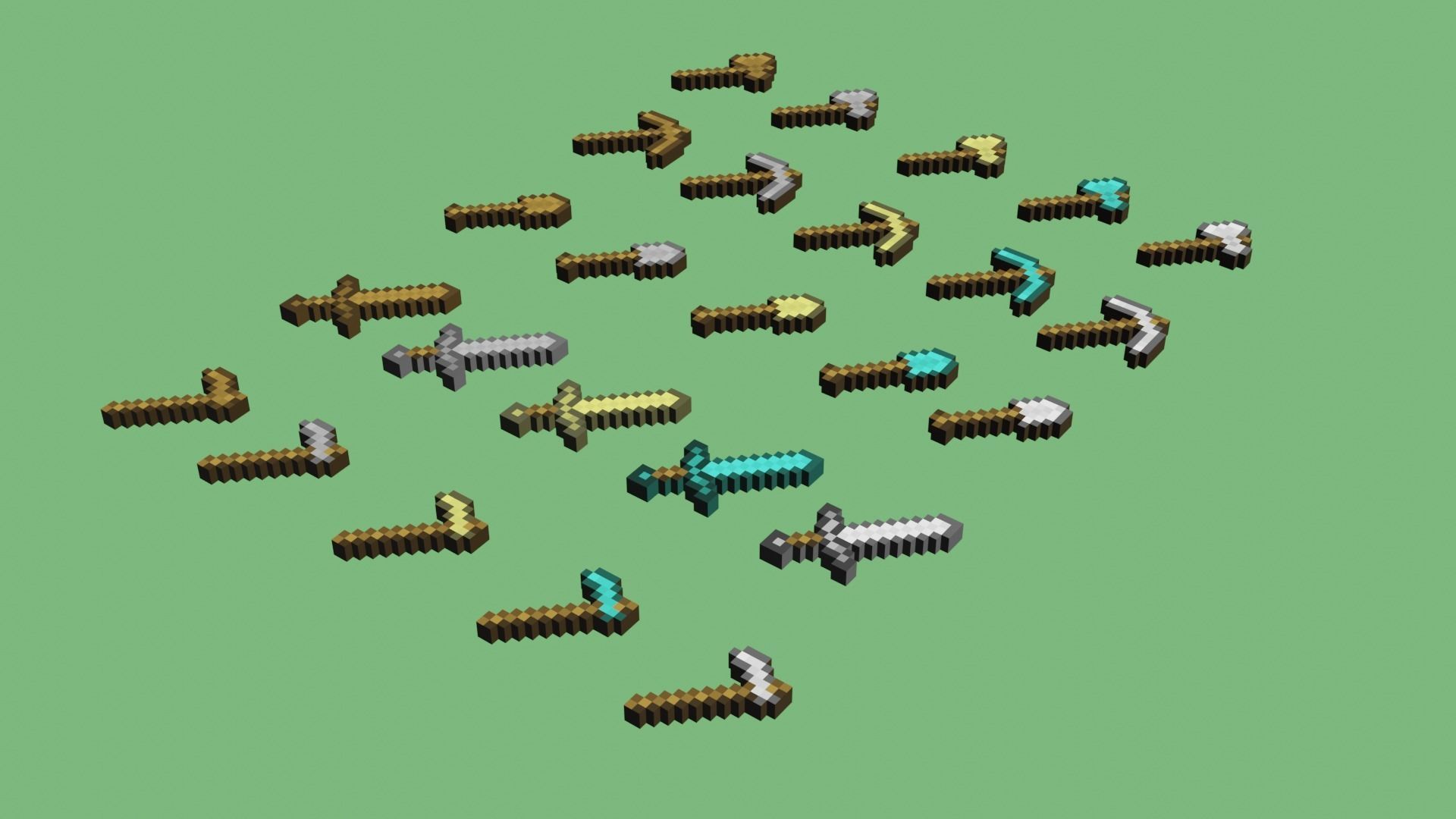 3D model Set of low-poly tools from Minecraft VR / AR / low-poly | CGTrader