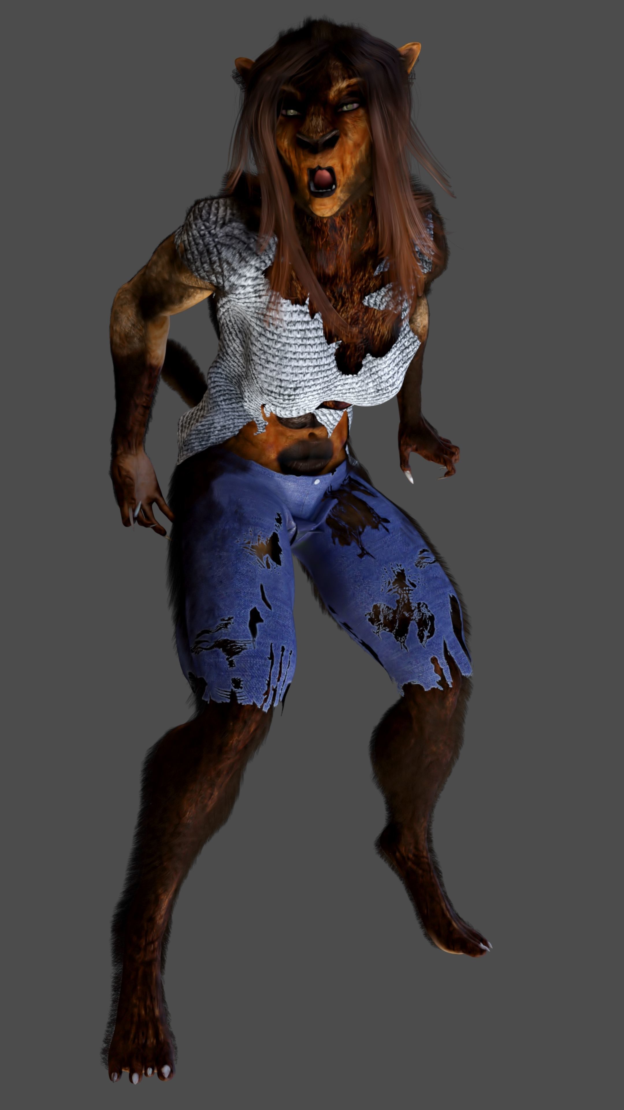 Female Werewolf 3D model rigged | CGTrader