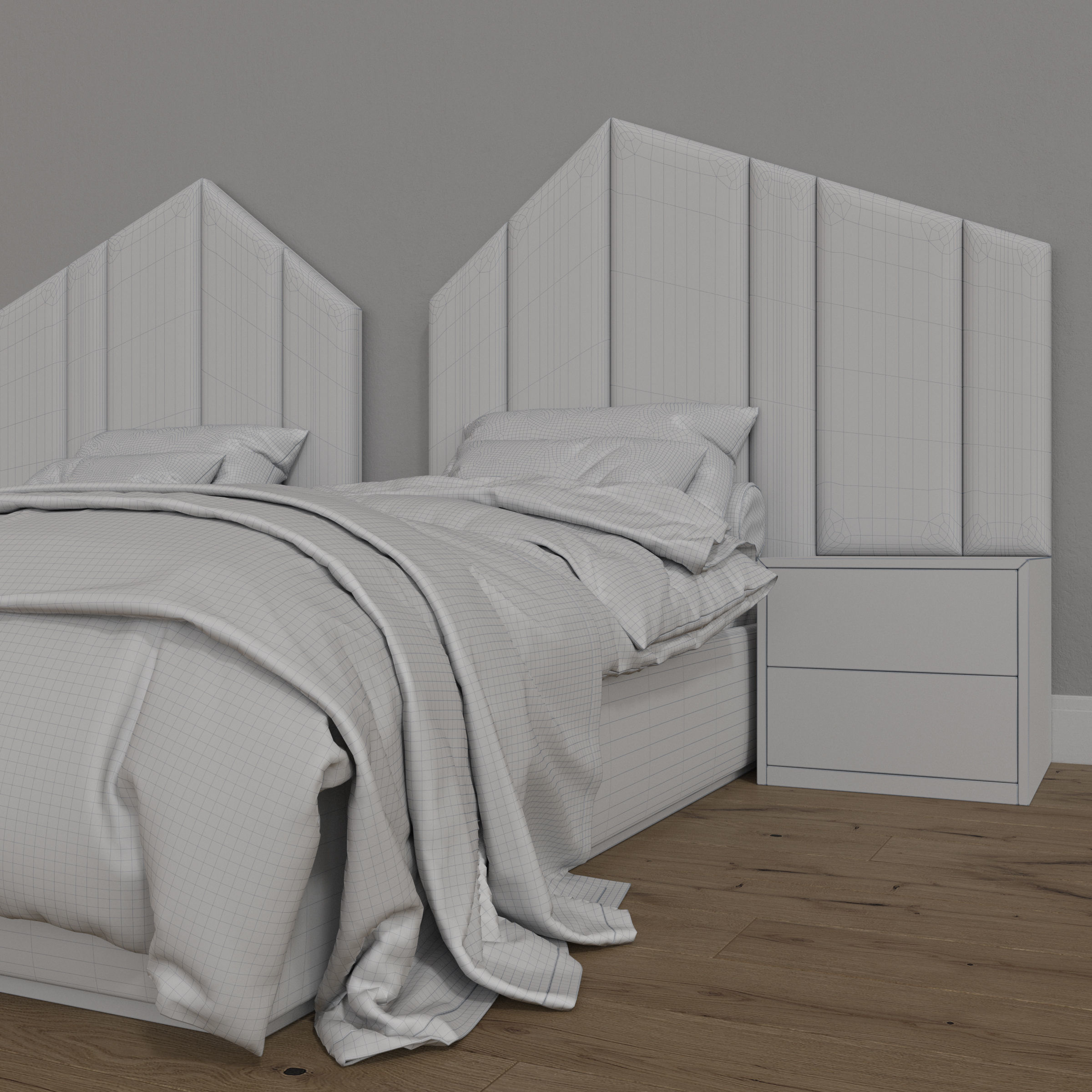 Single Beds 01 GIRLS and BOY 3D model | CGTrader