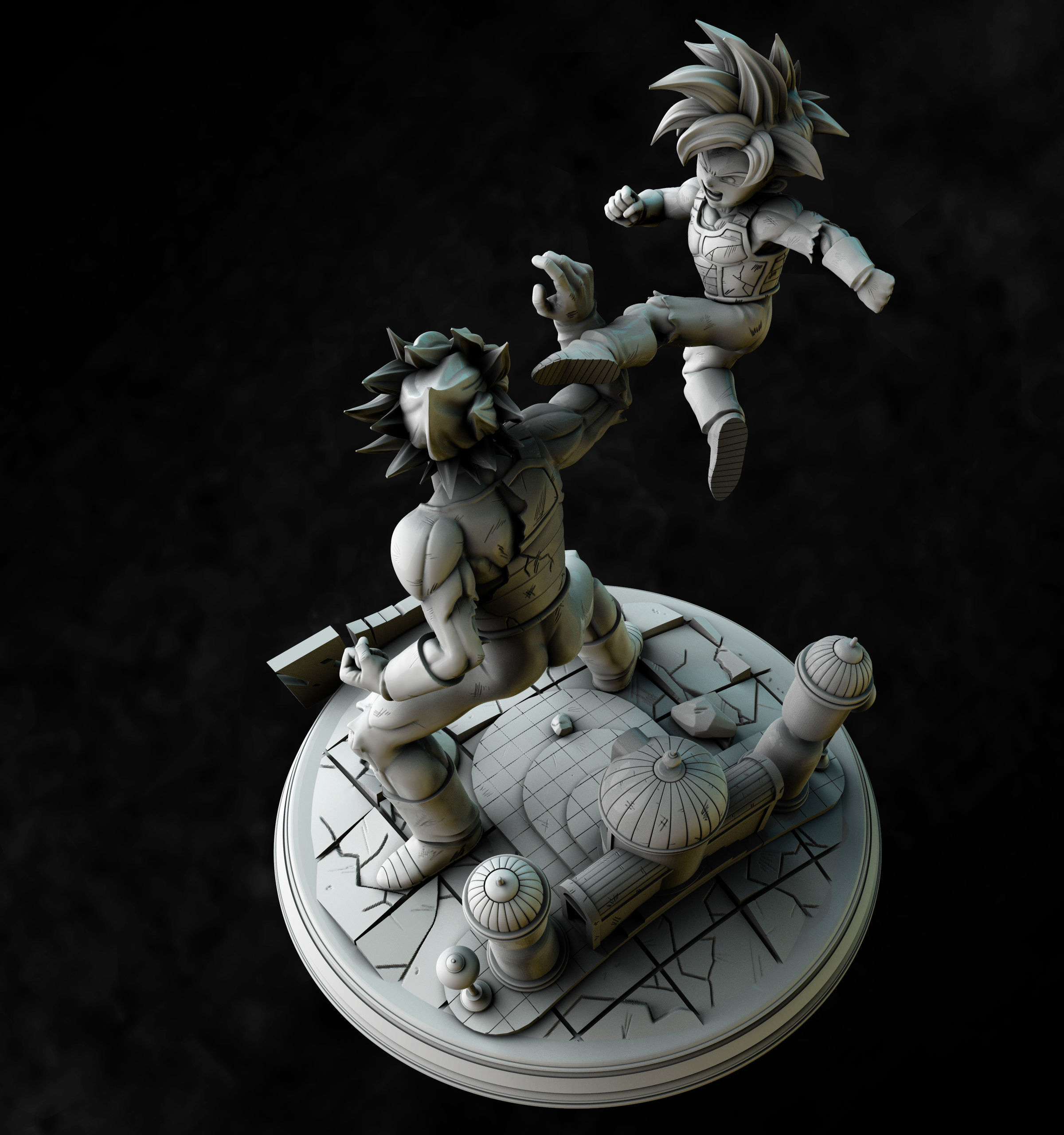 Goku vs Gohan training at hyperbolic time chamber diorama 3D model 3D ...