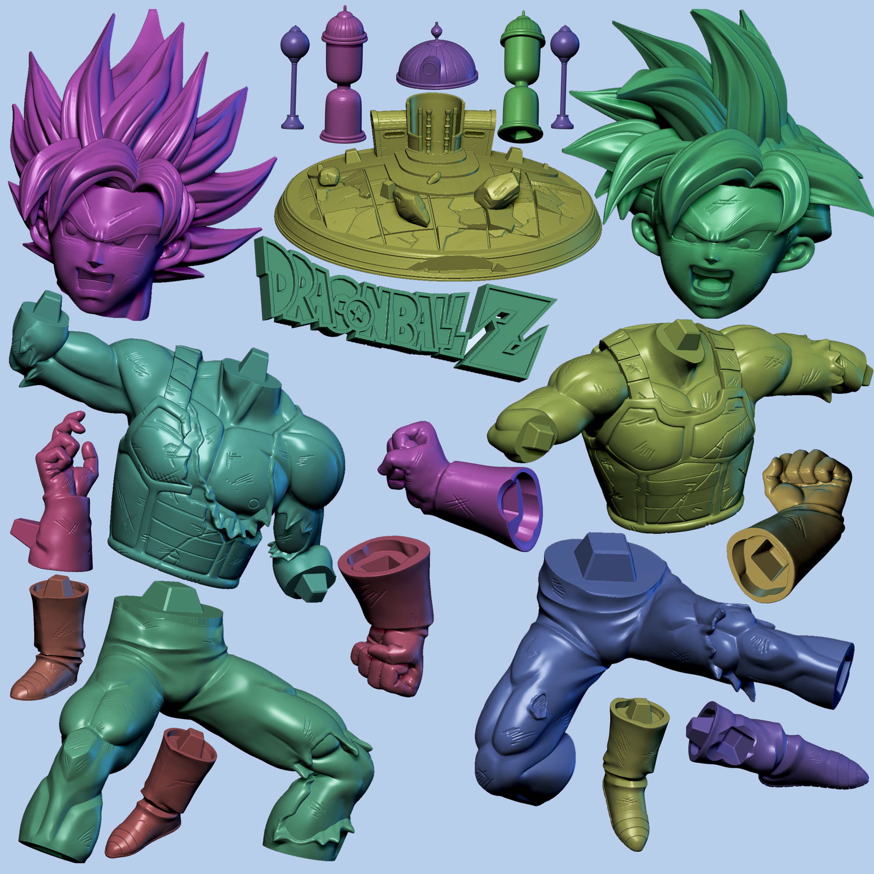 Goku vs Gohan training at hyperbolic time chamber diorama 3D model 3D ...