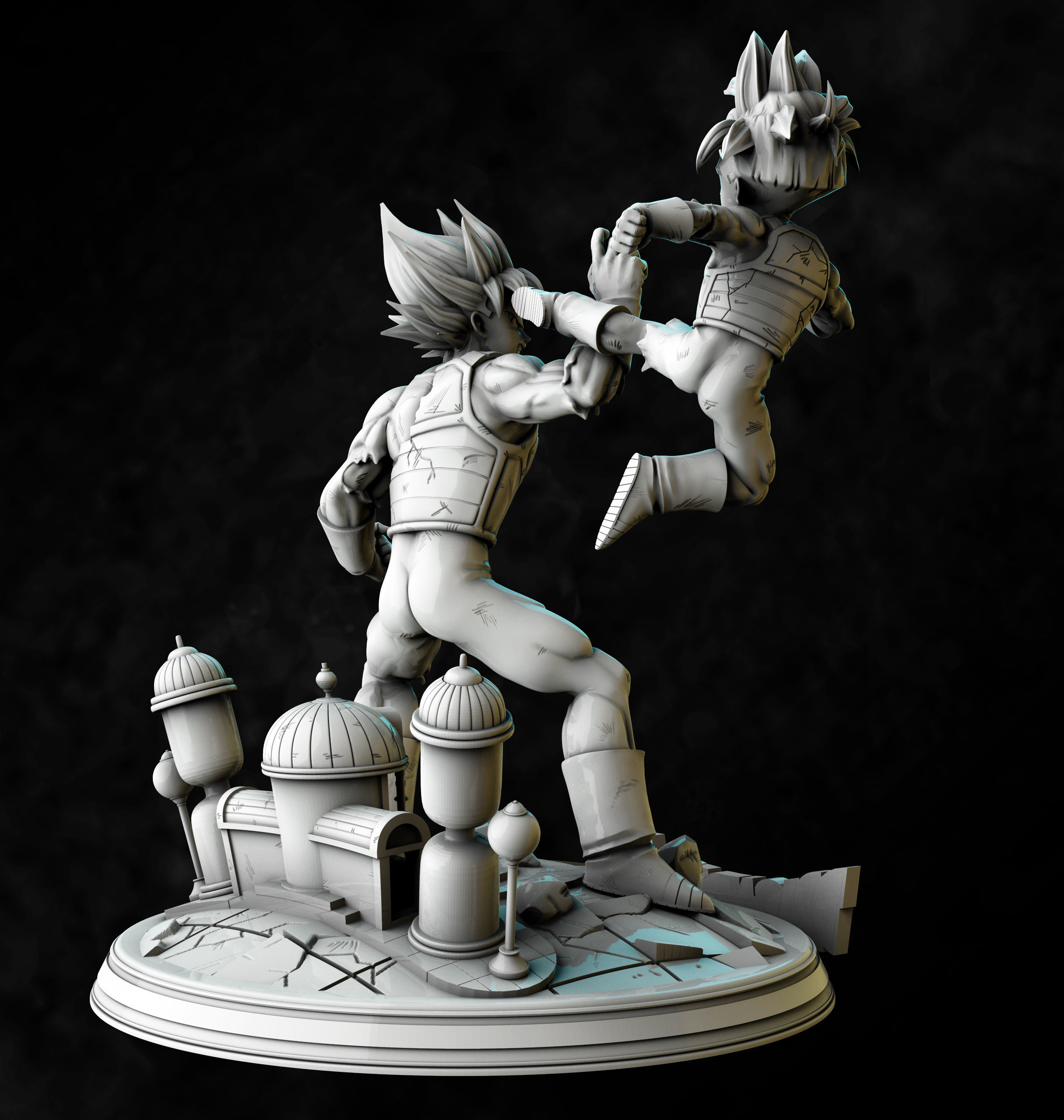 Goku vs Gohan training at hyperbolic time chamber diorama 3D model 3D ...