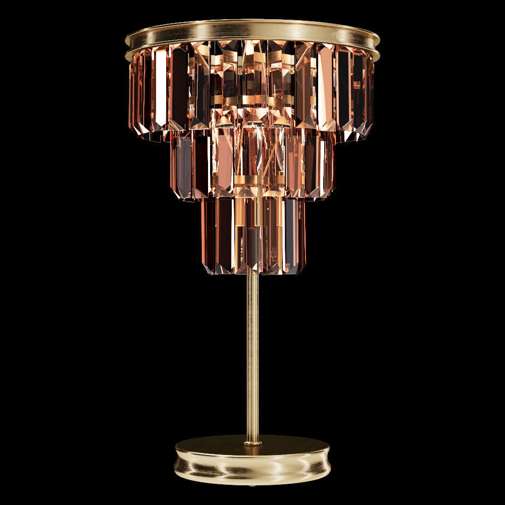 Restoration Hardware ALAINE CRYSTAL SMOKE GLASS TABLE LAMP Brass 3D ...