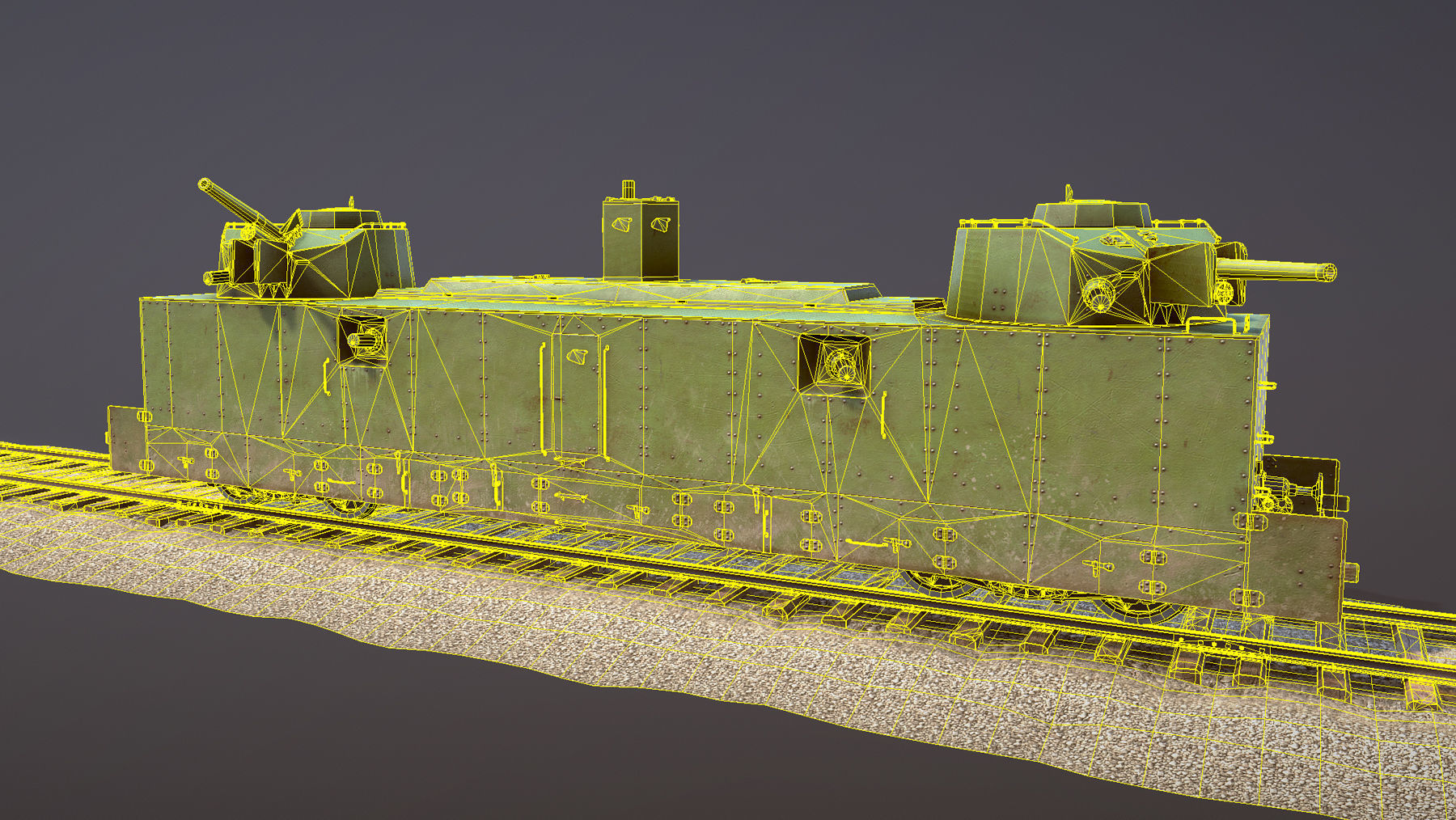 3D model Armored Train PL-37 Railway Light Artillery Wagon VR / AR ...