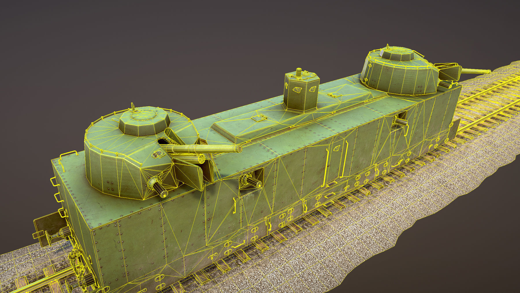 3D model Armored Train PL-37 Railway Light Artillery Wagon VR / AR ...