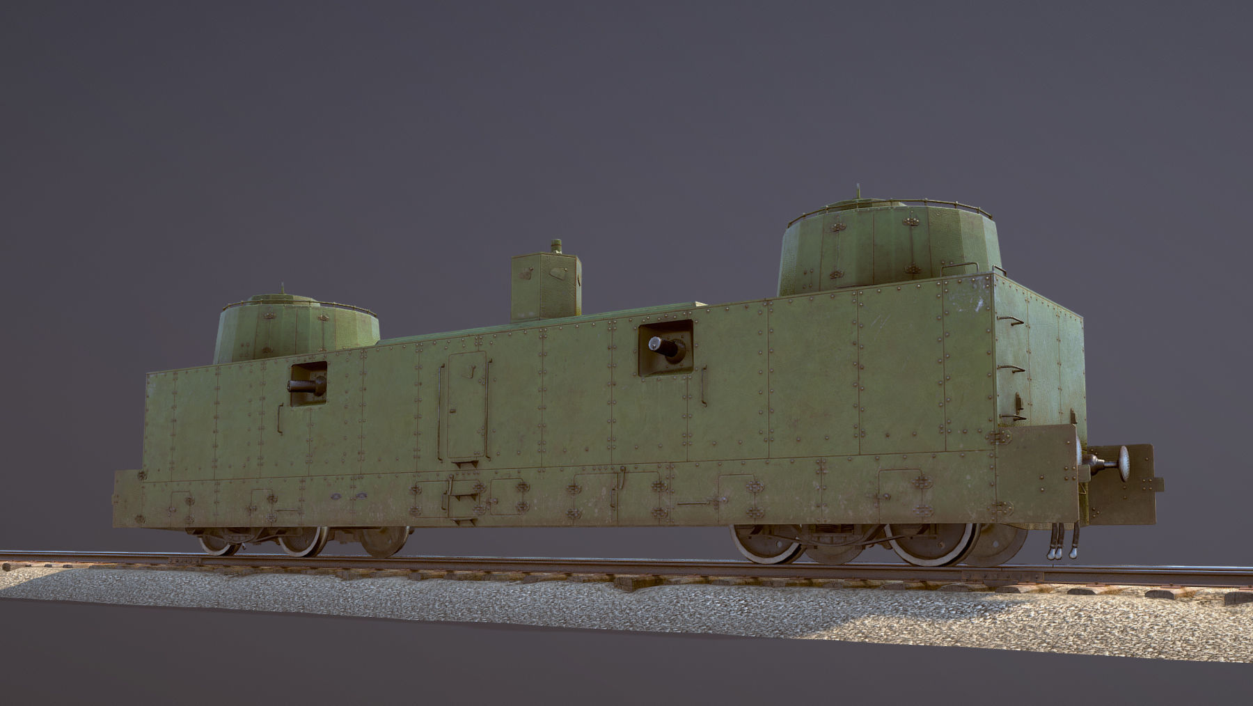 3D model Armored Train PL-37 Railway Light Artillery Wagon VR / AR ...