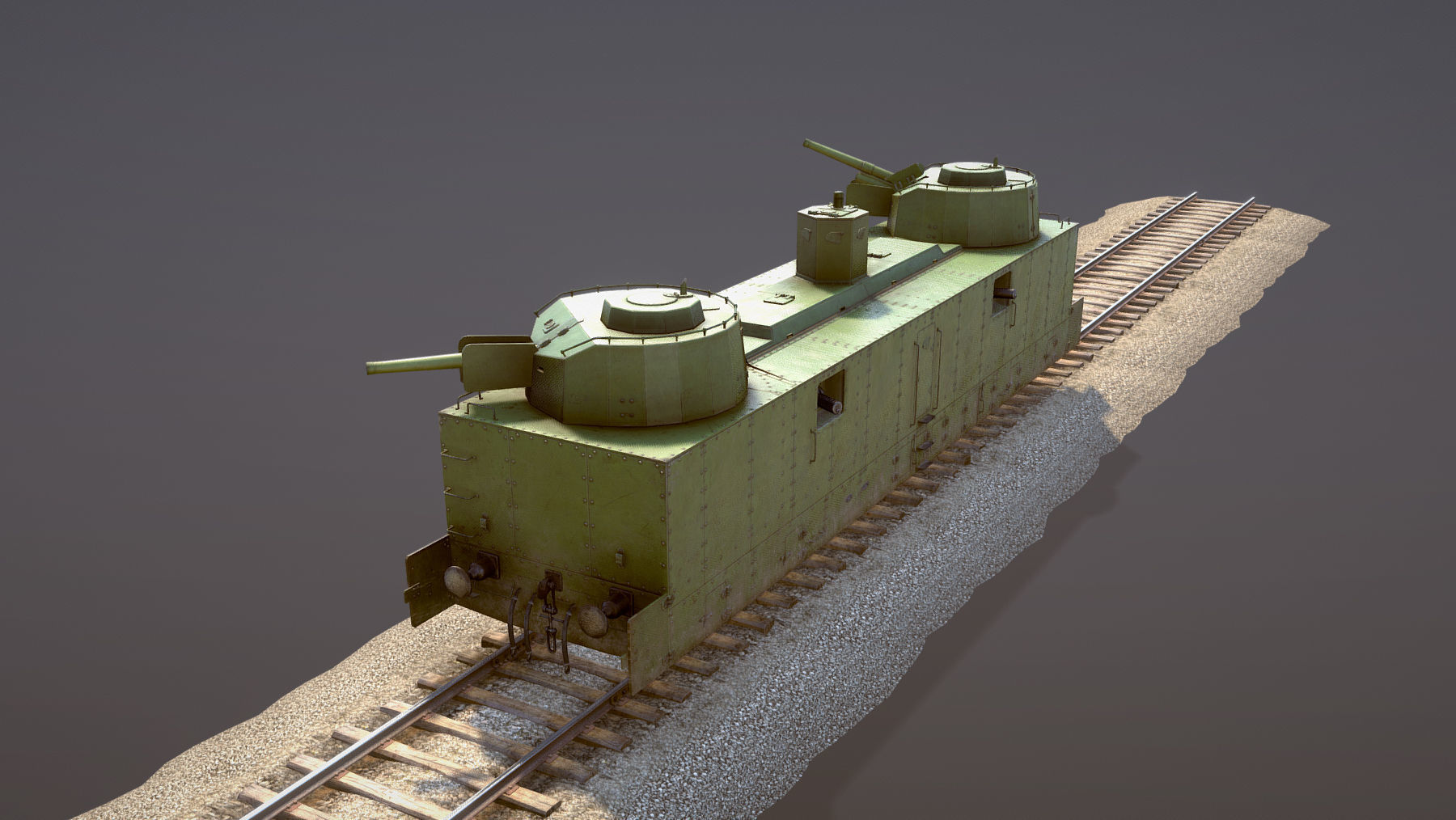 3D model Armored Train PL-37 Railway Light Artillery Wagon VR / AR ...