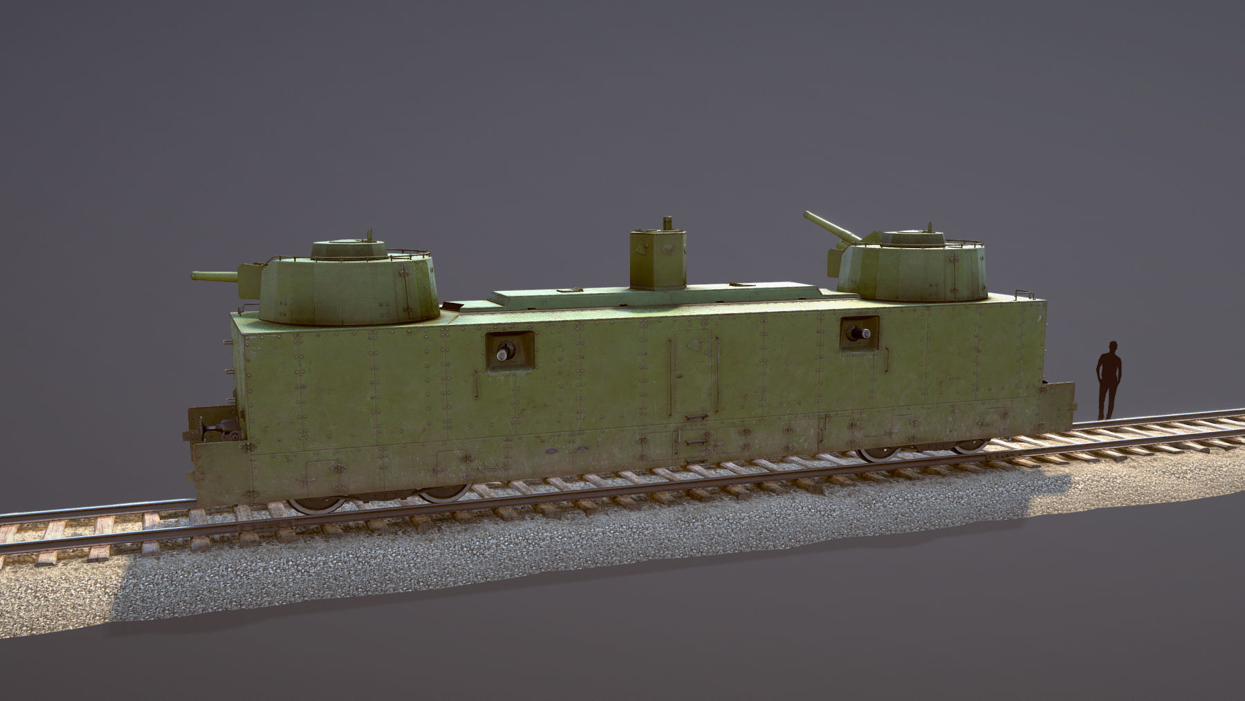 3D model Armored Train PL-37 Railway Light Artillery Wagon VR / AR ...