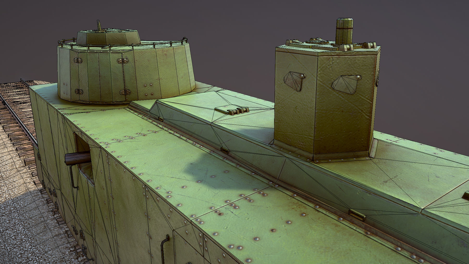 3D model Armored Train PL-37 Railway Light Artillery Wagon VR / AR ...