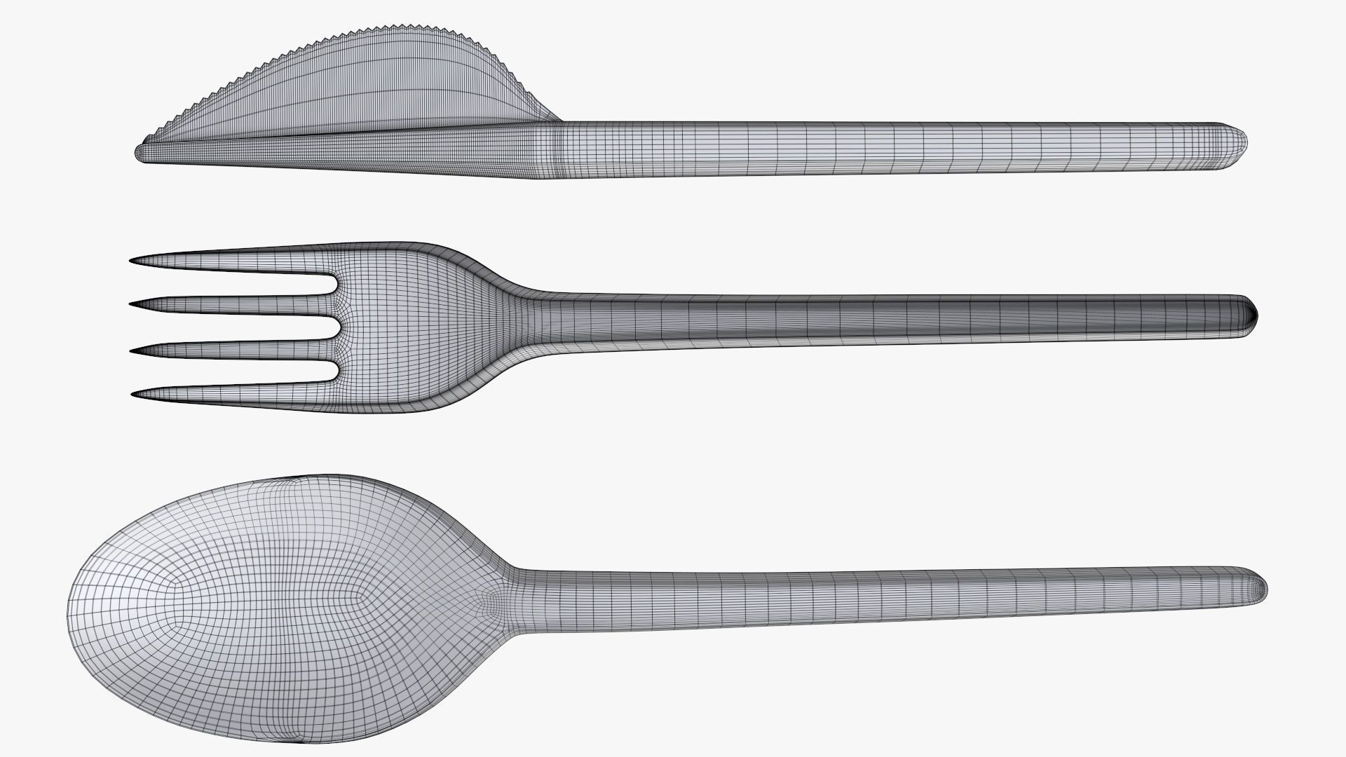 Plastic spoon fork knife tableware 3D model | CGTrader