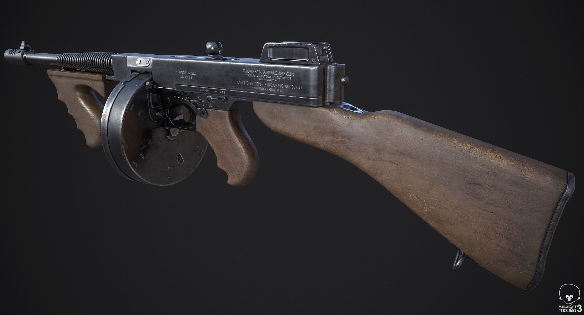 3D model Thompson M1928A1 Submachine Gun VR / AR / low-poly | CGTrader