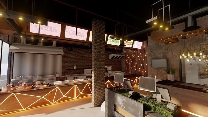 fast food resturand free 3D model | CGTrader