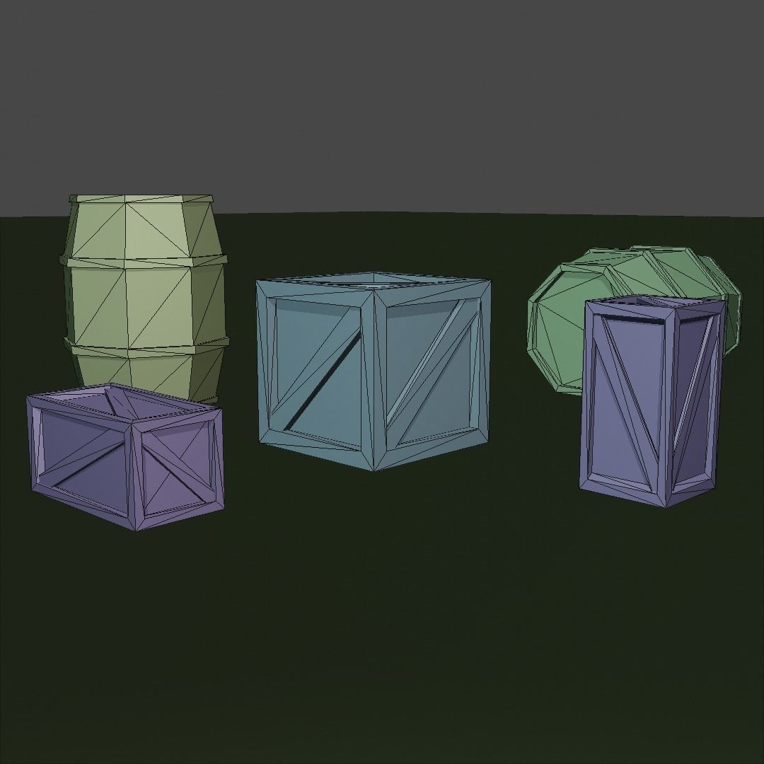 3D model Low-Poly Boxes and Barrel Pack VR / AR / low-poly | CGTrader