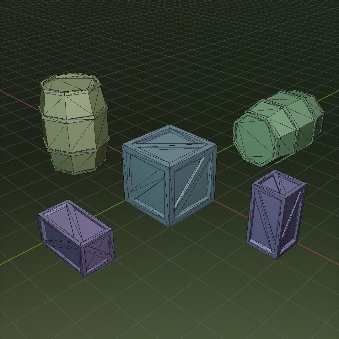 3D model Low-Poly Boxes and Barrel Pack VR / AR / low-poly | CGTrader