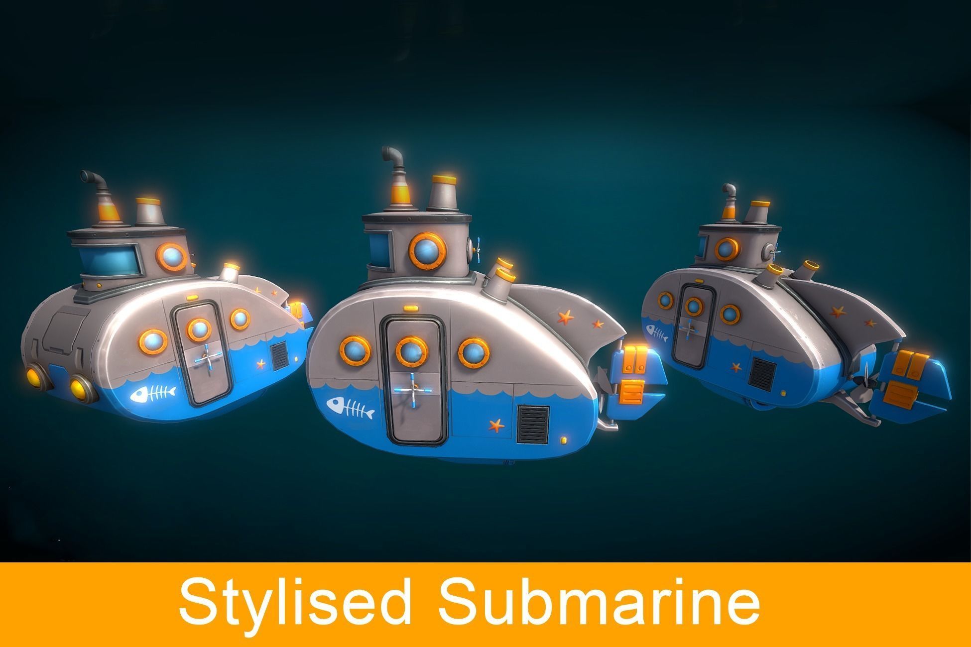 3D model Stylized Submarine VR / AR / low-poly | CGTrader