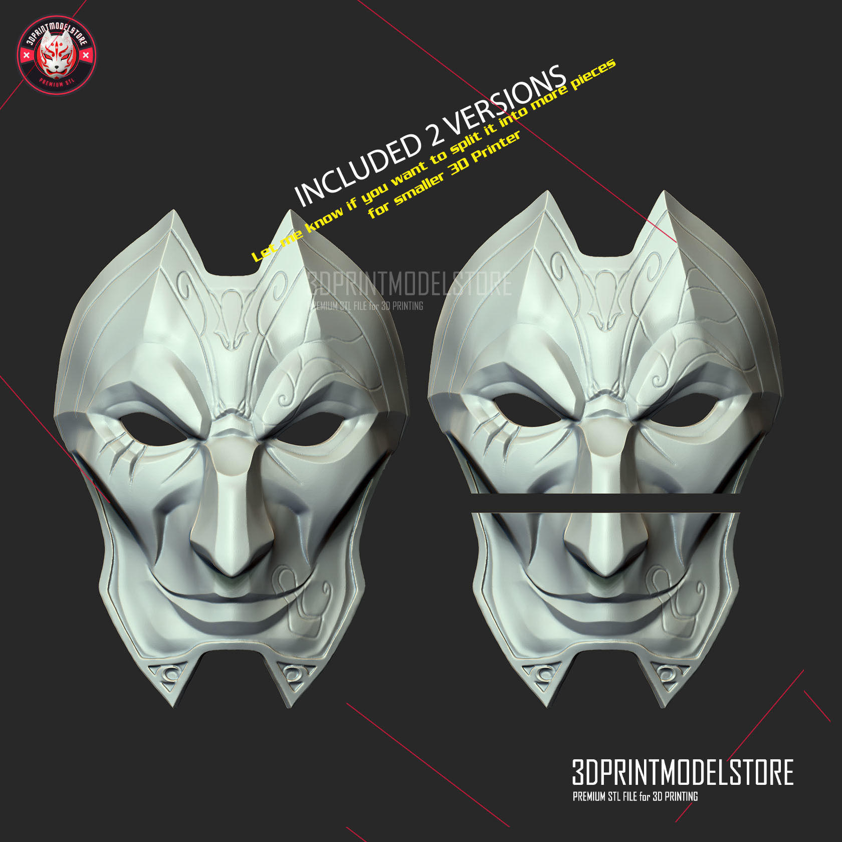League of Legends Jhin Mask Costume Cosplay LOL Helmet 3D model 3D ...