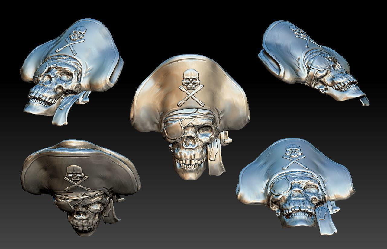 Pirate Skull 1 - relief - 2020 3D model 3D printable | CGTrader