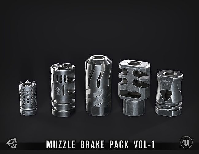 3D model Muzzle Brake Pack - 1 VR / AR / low-poly | CGTrader
