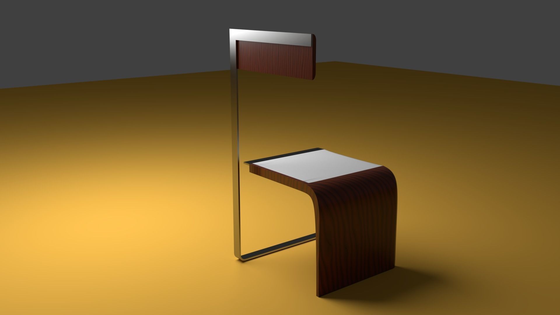 The Trio Chair Smooth Chrome Wood and Leather 3D model | CGTrader
