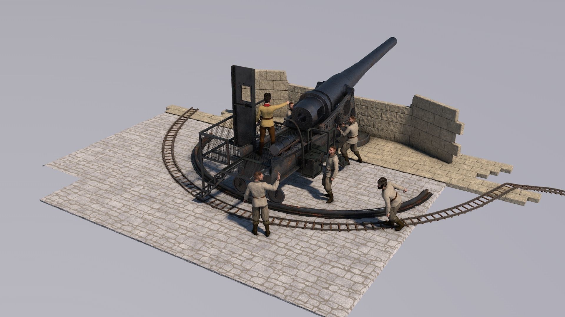 artillery battery krupp 3D model | CGTrader