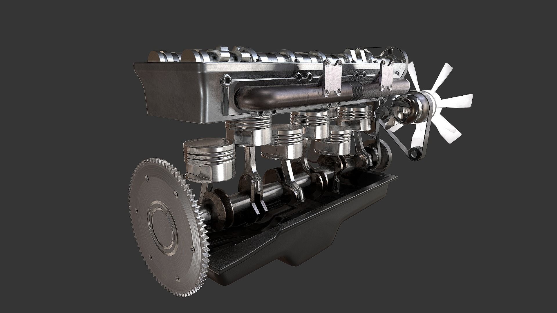 3D model Toyota 2JZ-GTE Engine VR / AR / low-poly rigged animated ...