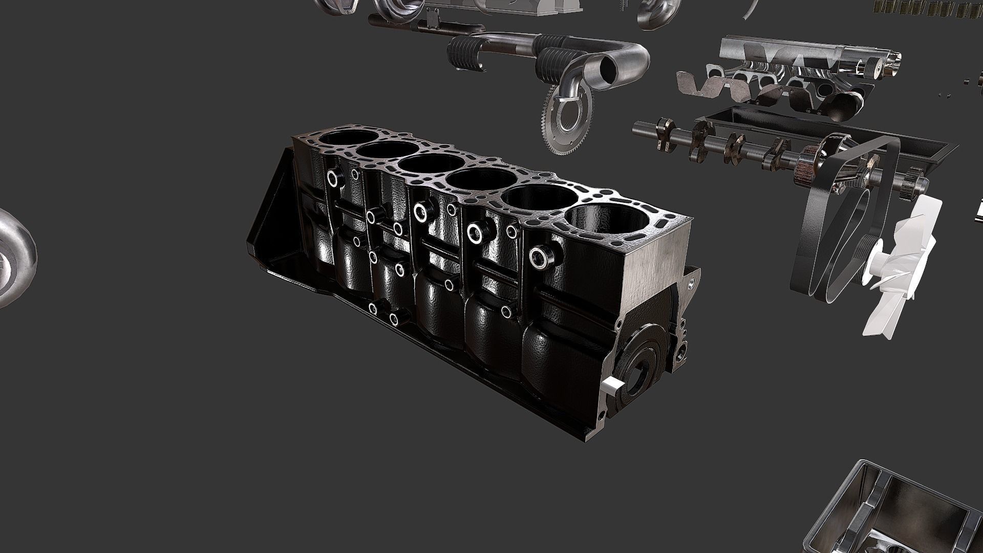 3D model Toyota 2JZ-GTE Engine VR / AR / low-poly rigged animated ...