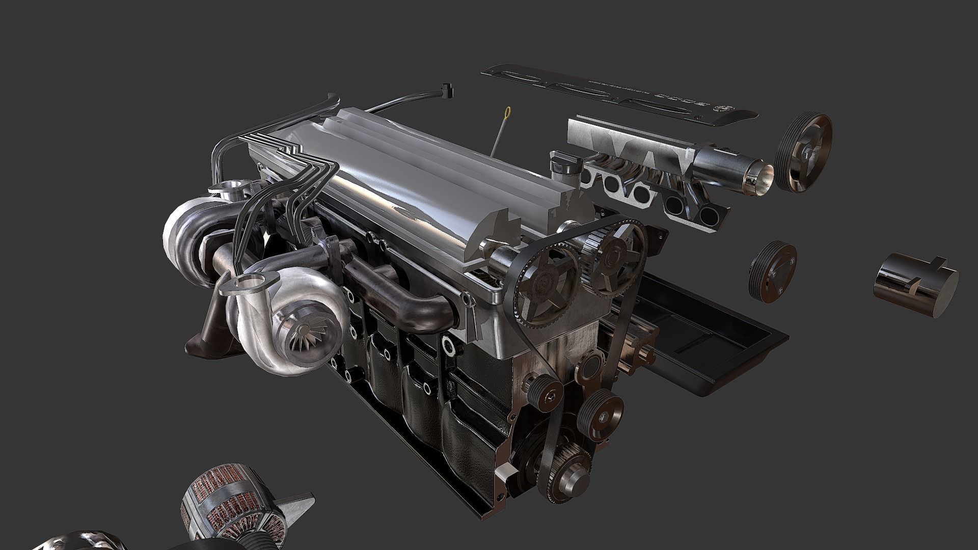 3D model Toyota 2JZ-GTE Engine VR / AR / low-poly rigged animated ...