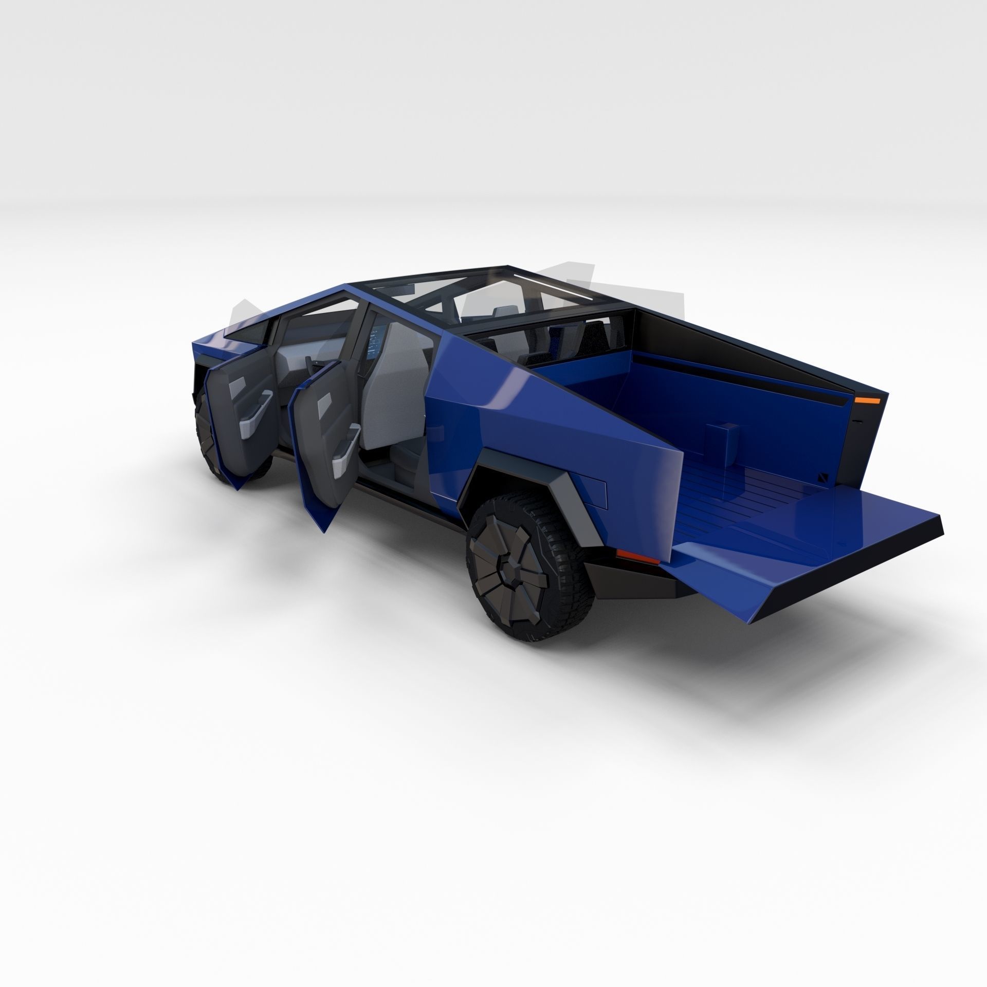 Tesla Cybertruck with interior Blue 3D model | CGTrader