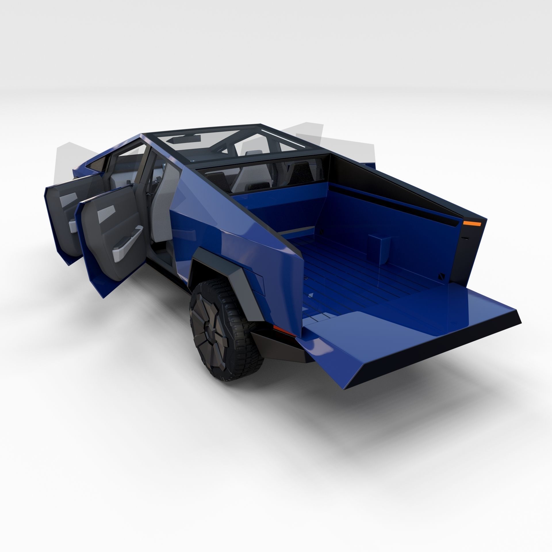 Tesla Cybertruck with interior Blue 3D model | CGTrader