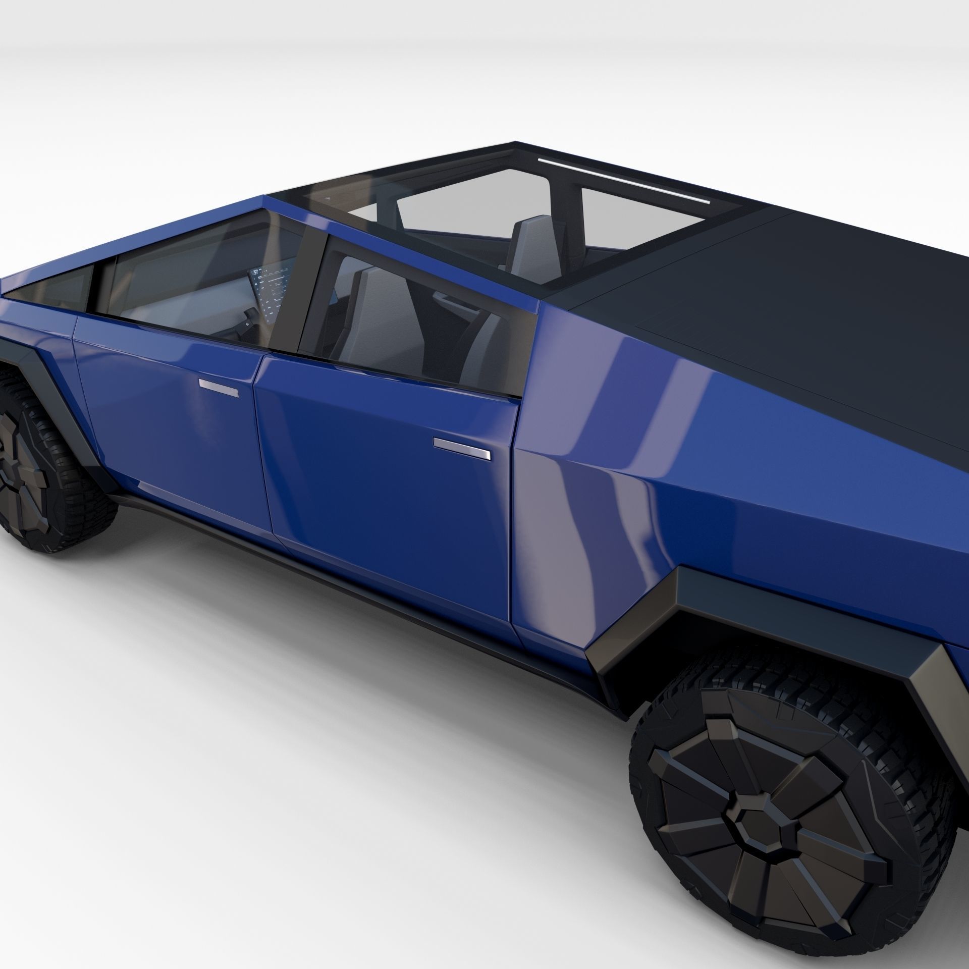 Tesla Cybertruck with interior Blue 3D model | CGTrader